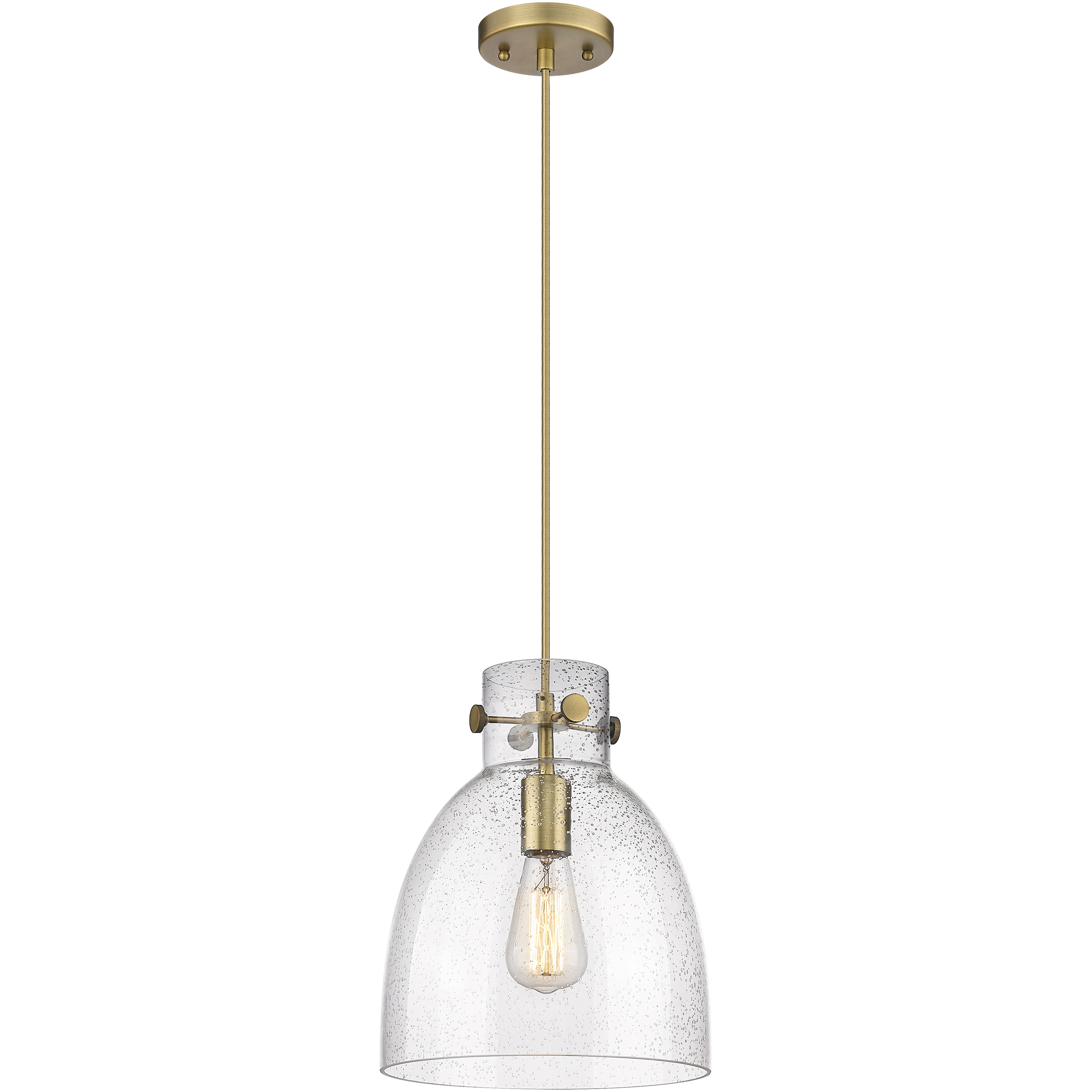 Downtown Urban Newton Bell 1 Light 10 inch Brushed Brass Pendant ...